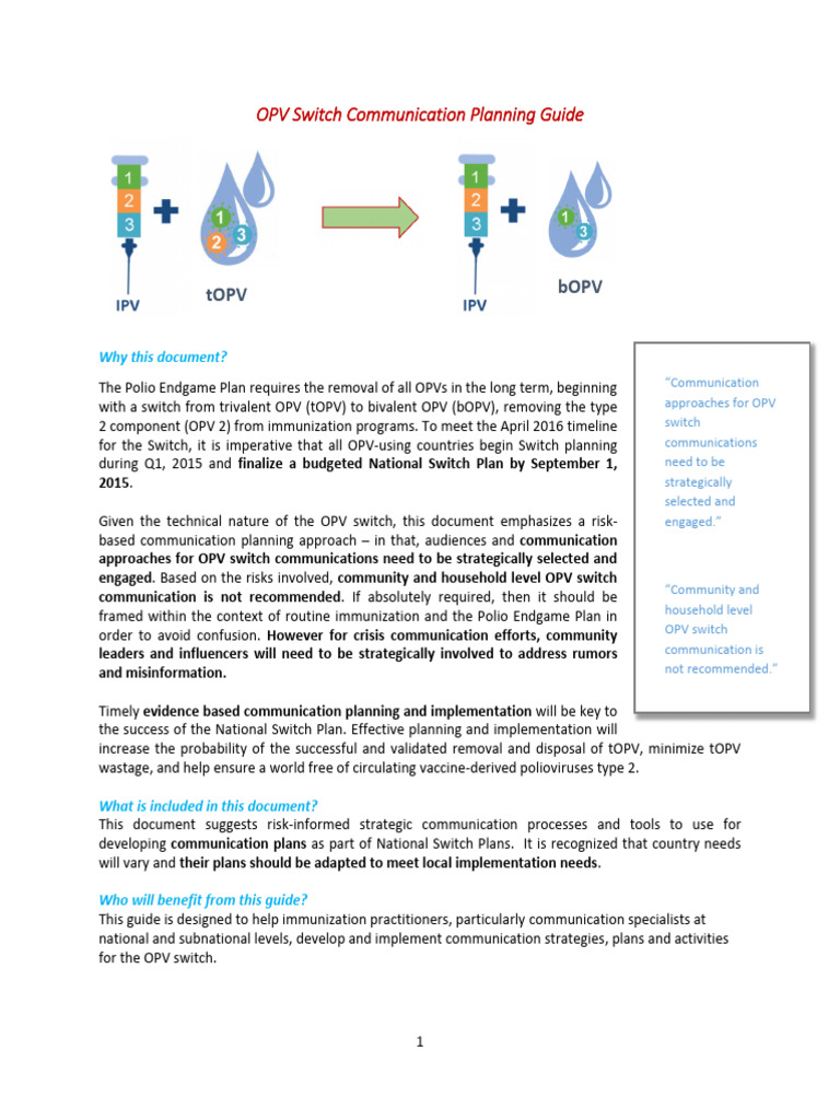 Cold Chain OPV Switch Comm Planning Guide 2015 e | PDF | Vaccines