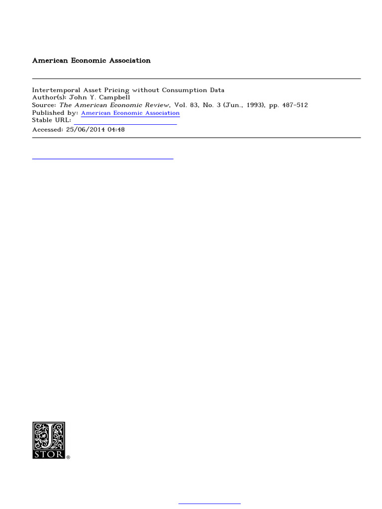 Intertemporal Asset Pricing Without Consumption Data | PDF | Logarithm ...