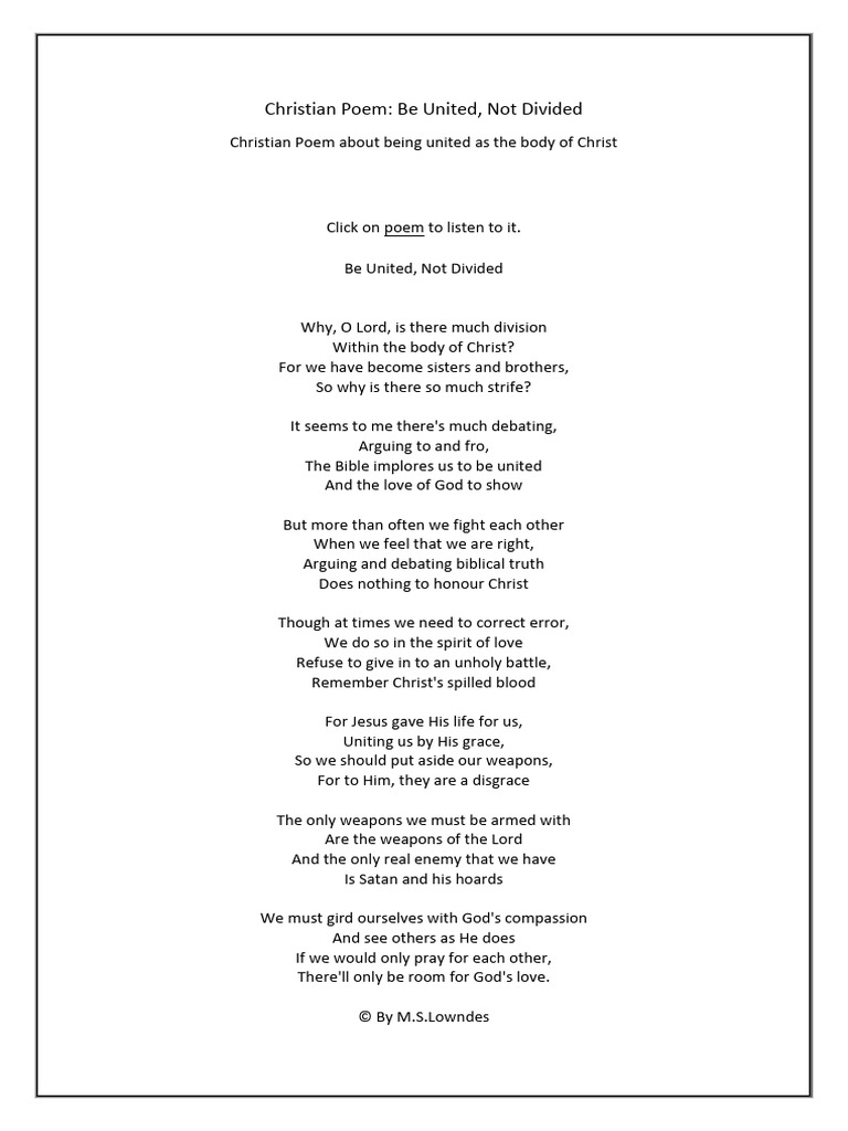 Be United Not Divided | PDF