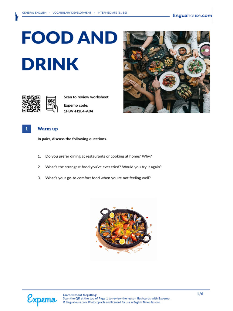 Food and Drink American English Student B1 B2 | PDF | Zucchini | Foods