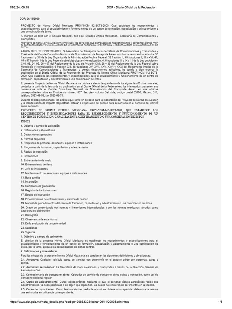 Proy Nom-142-Sct3-2000 | PDF | Reglas de vuelo por instrumentos | Auditoría