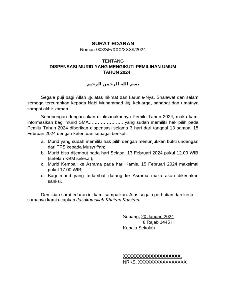 Template Surat Edaran | PDF