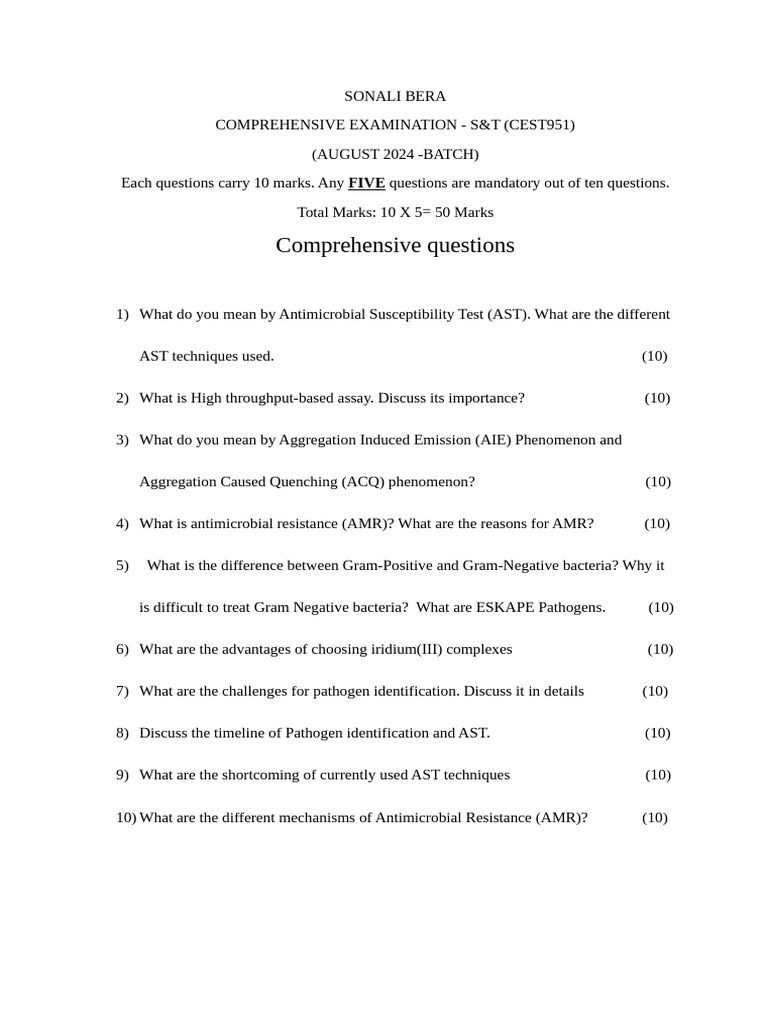 CEST951 Comprehensive Exam: S&T Topics | PDF