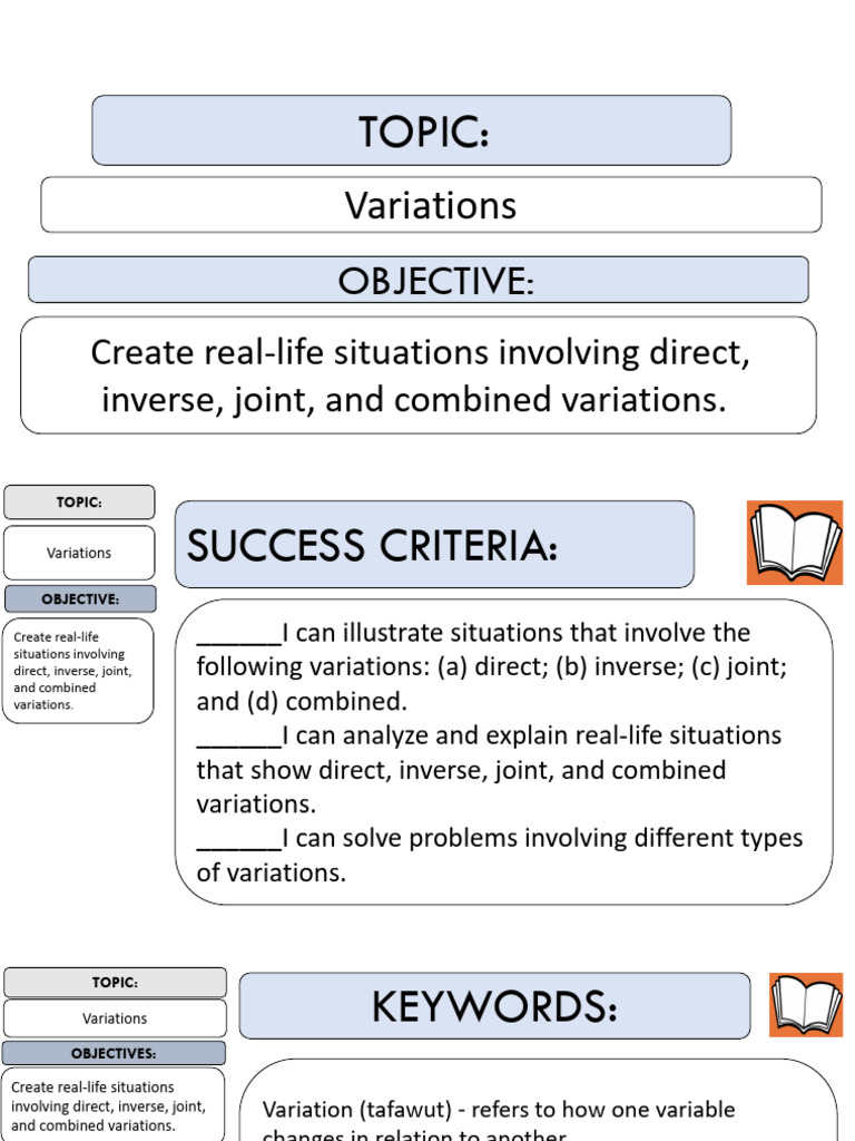 Math 9 -Variations- Jan 22 | PDF | Variable (Mathematics) | Dependent And Independent Variables