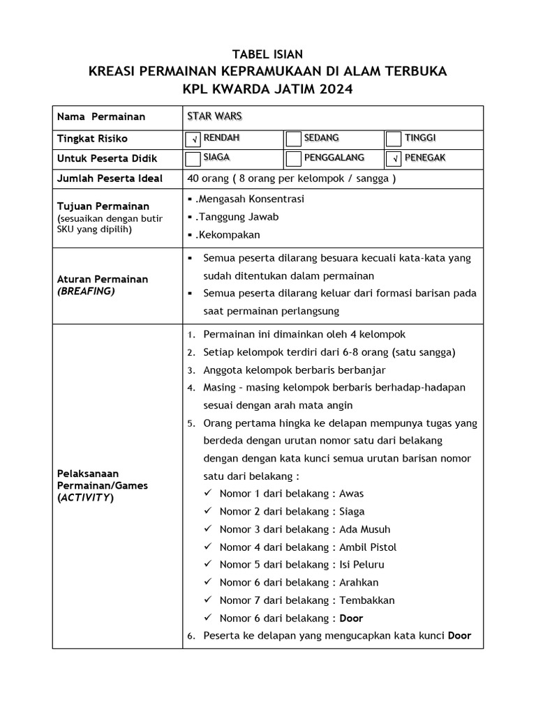 TABEL ISIAN OdSAG KPL 24 - PEARNG BINTANG | PDF