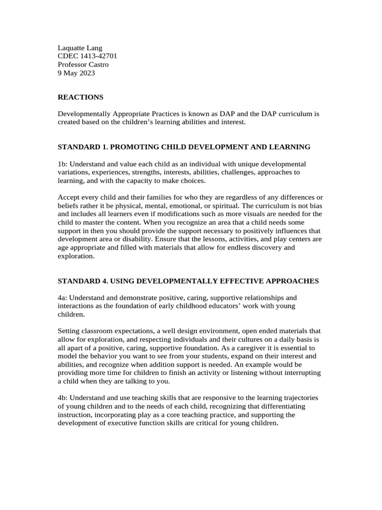 Developmentally Appropriate Practices Guide | PDF | Learning | Curriculum