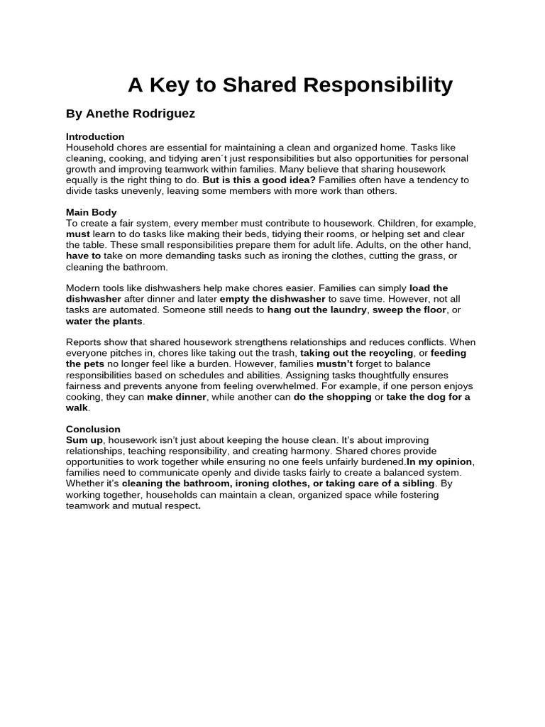 Shared Responsibility in Household Chores | PDF