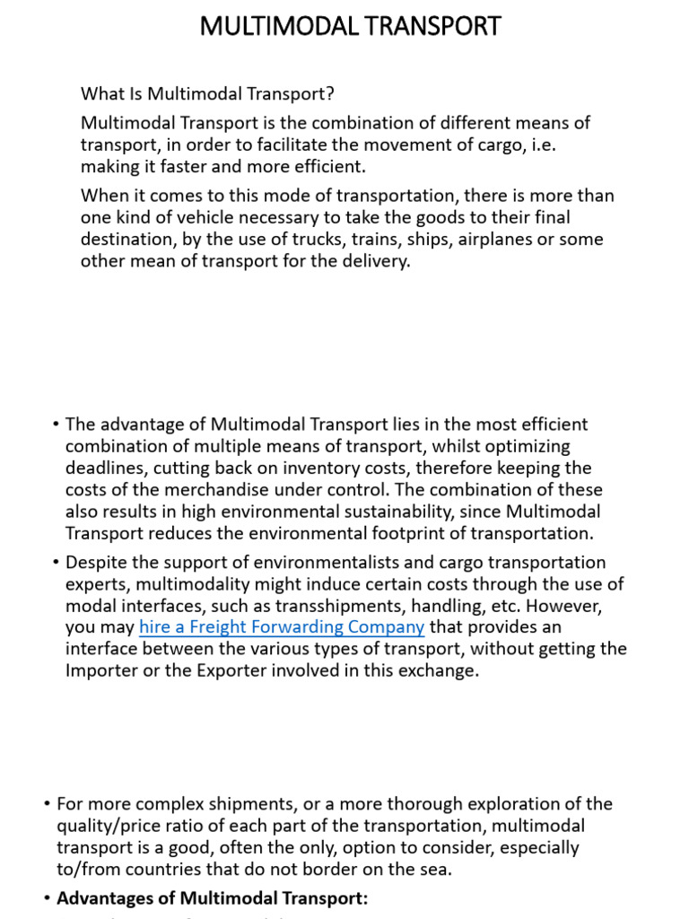 UNIT 4,Multimodal Tranport,Types of Shipping Services | PDF | Transport ...