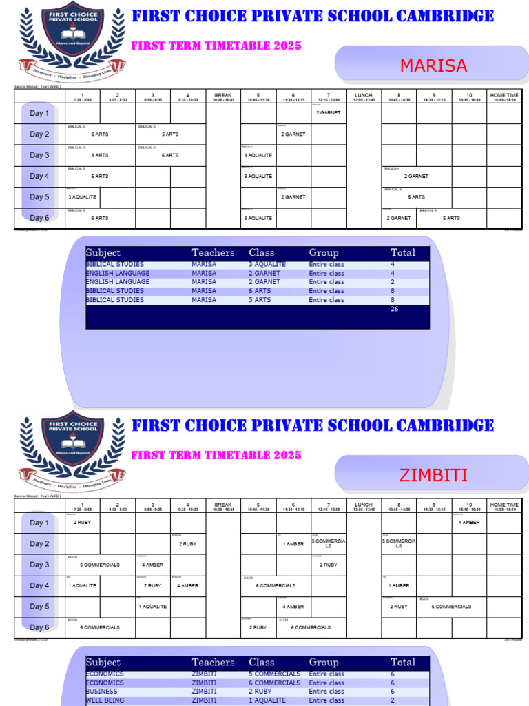 2025 Master Teachers Timetable 12 | PDF | Gemstone | Jewellery Components
