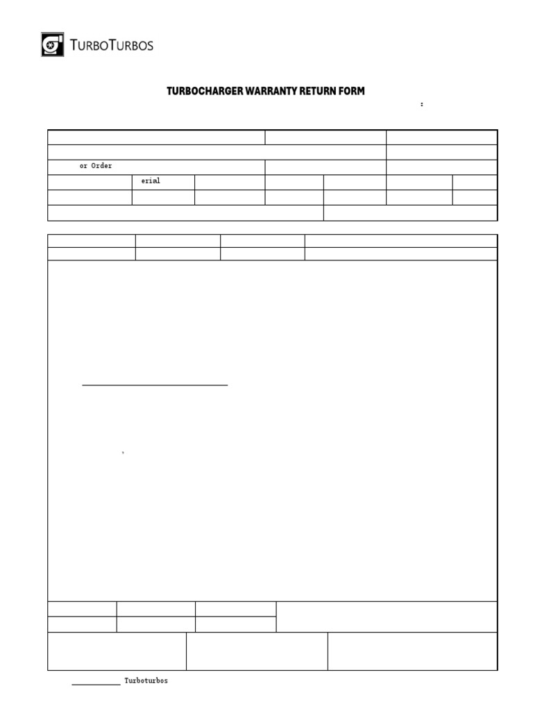 Warranty Return Form 2025 TT | PDF
