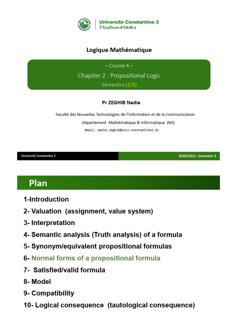 Chapitre2(partie2)-eng | PDF | Mathematical Logic | Logic