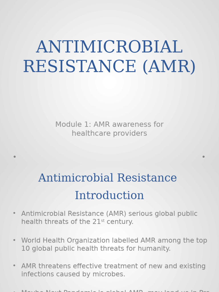 AMR Awareness for Healthcare Providers | PDF | Antimicrobial Resistance ...