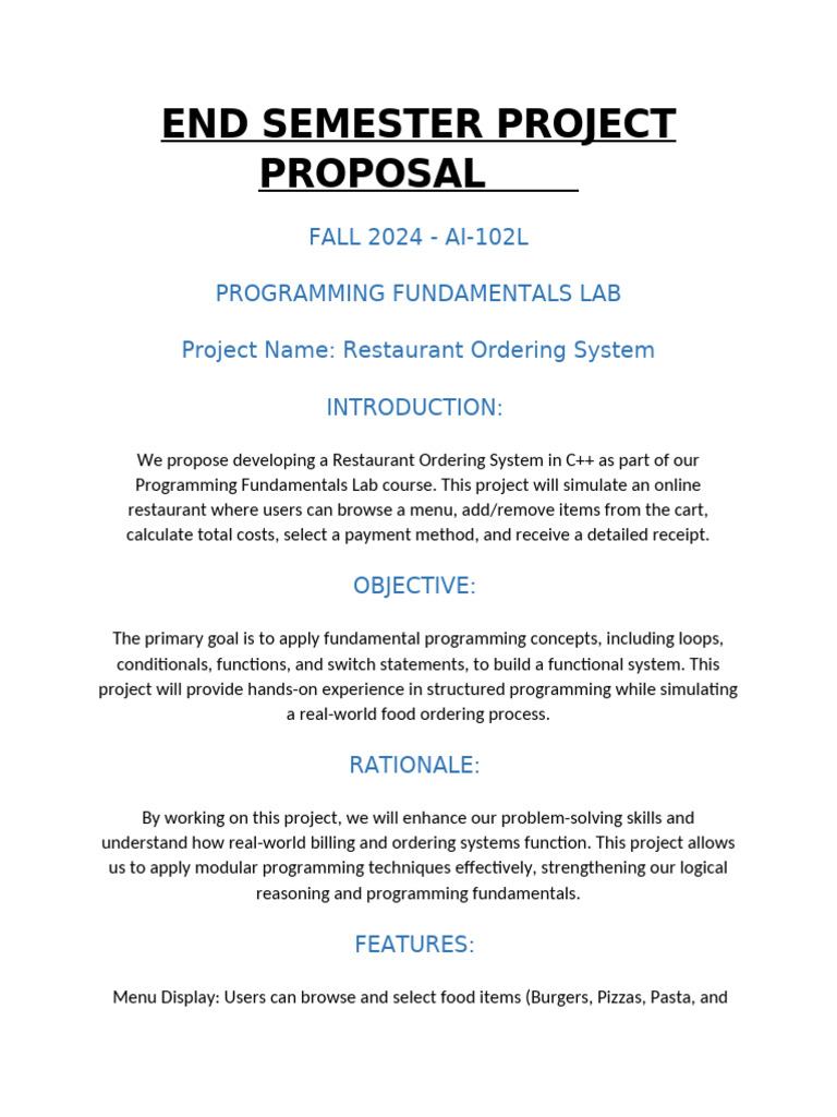 End Semester Project Proposal | PDF | Point Of Sale | Receipt