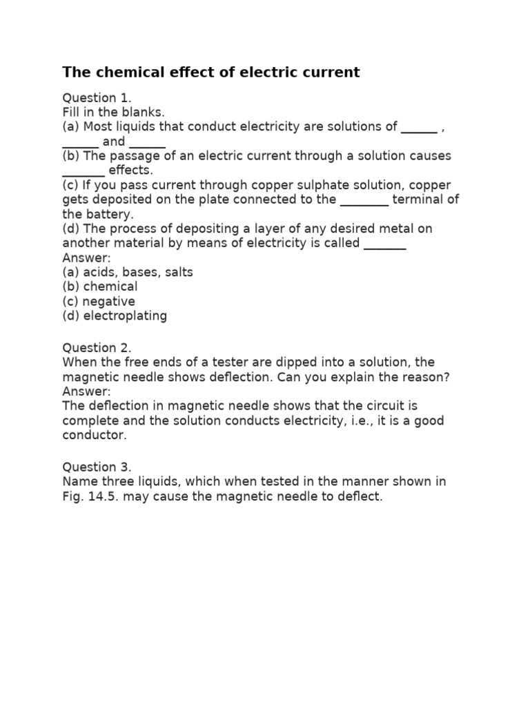 The Chemical Effects of Elctric Current | PDF | Electric Current ...