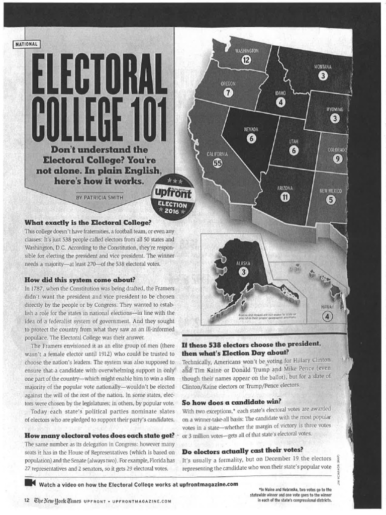 2016 Election (Electoral College 101 UpFront) | PDF