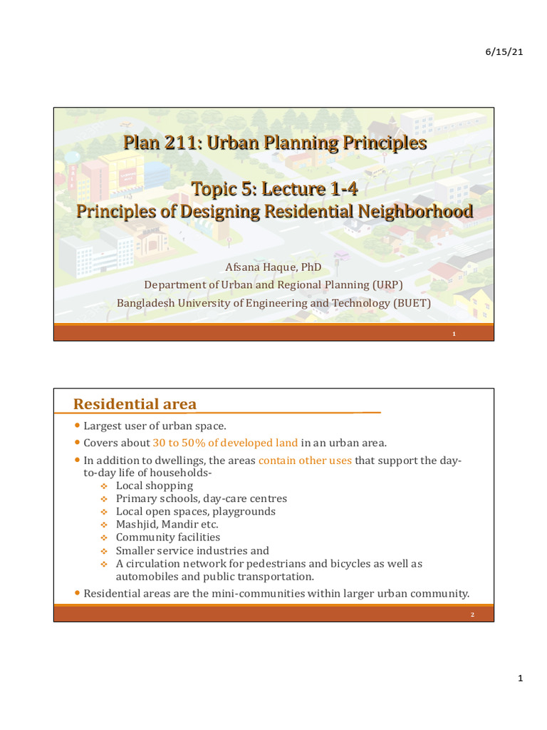 Plan 211 - Topic 5 - Lecture 1-4 | PDF | Neighbourhood | Planning