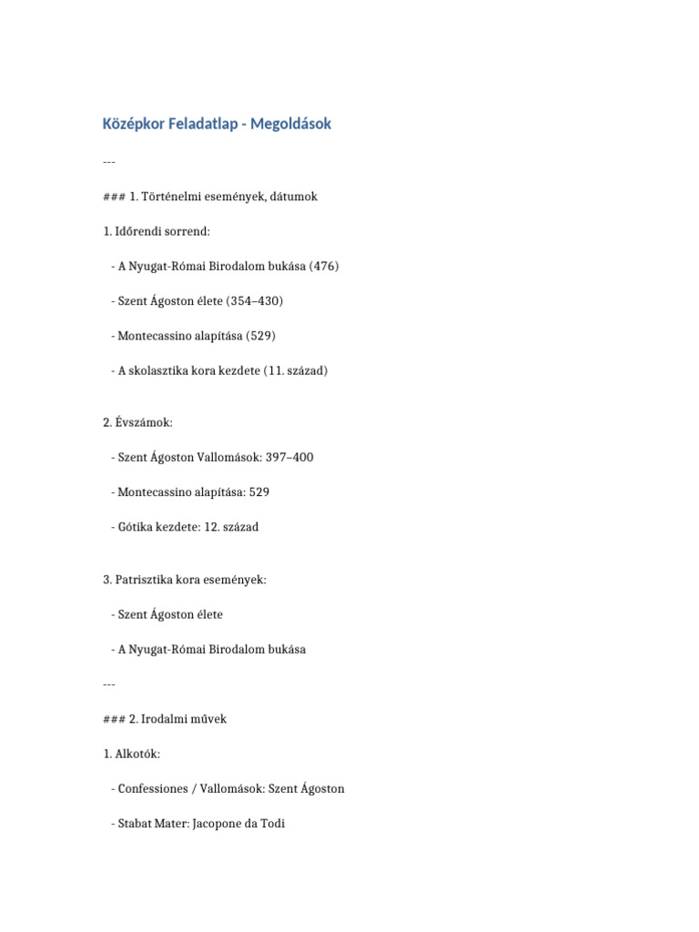 Kozepkor Megoldasok HU | PDF