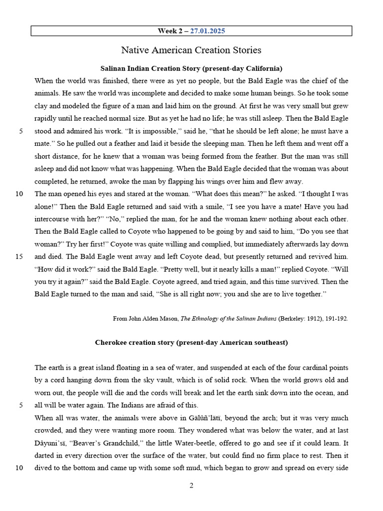 Week 2 - Native American Stories | PDF