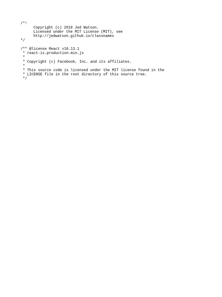 React v16.13.1 License Info | PDF