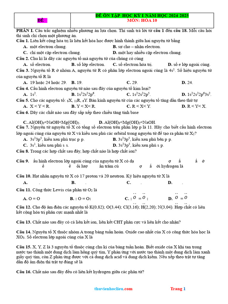 thuvienhoclieu.com-Bo-de-kiem-tra-cuoi-HK1-Hoa-10-CTM-24-25 | PDF