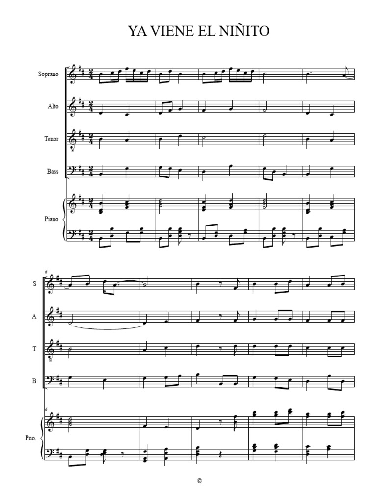 Ya viene el niñito piano | PDF | Choral Music | Vocal Music