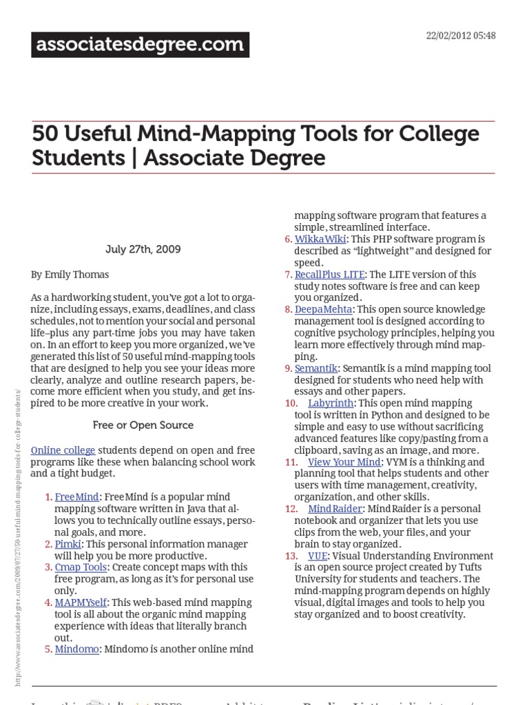 50 Mind-Mapping Tools for Students | PDF | Brainstorming | World Wide Web