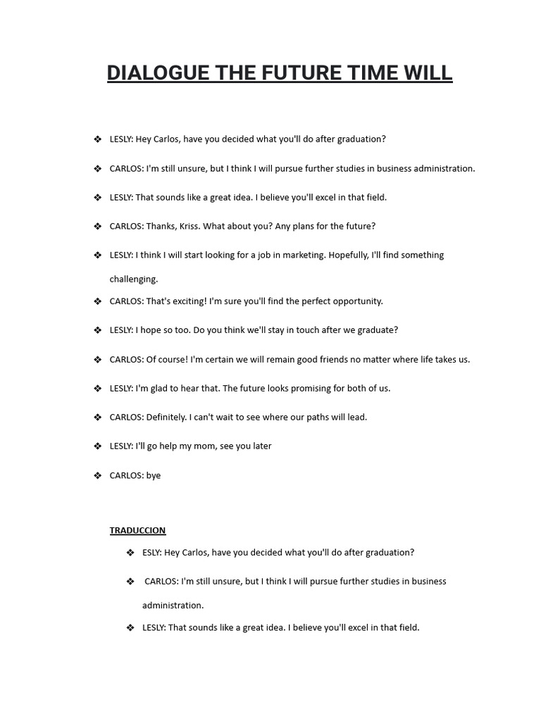 Dialogue The Future Time Will | PDF