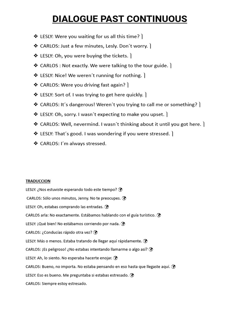 Dialogue Past Continuous | PDF