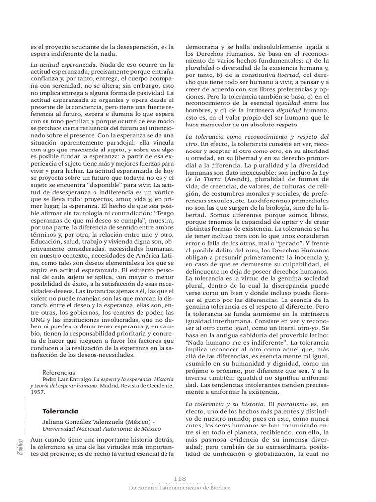 González V J Tolerancia. Valores Éticos. Dignidad Humana | PDF | Tolerancia | Moralidad
