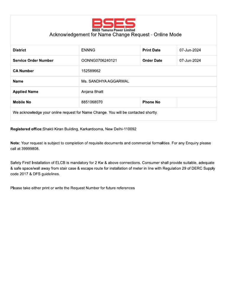 electricity name change | PDF