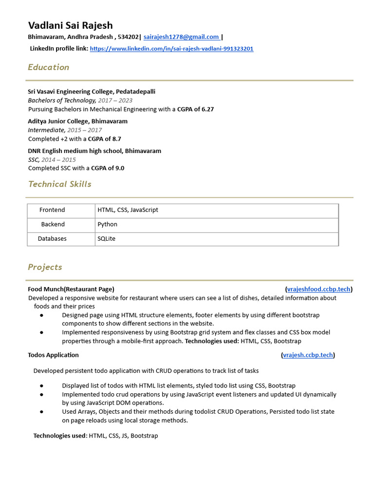 V_sai_rajesh_resume (1) (1) | PDF