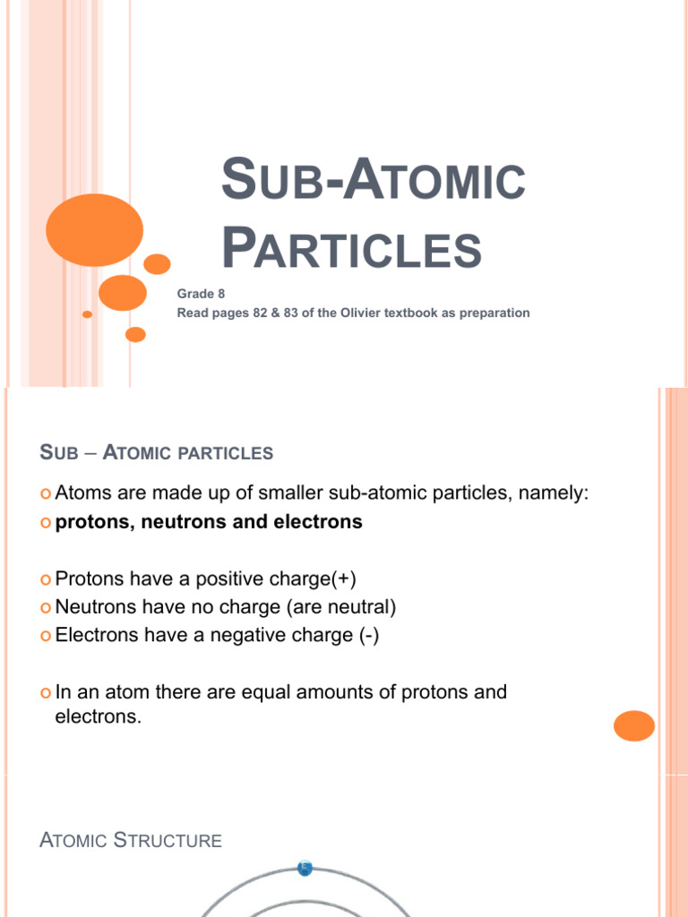 Sub-Atomic - Particles Notes Grade 10 | PDF