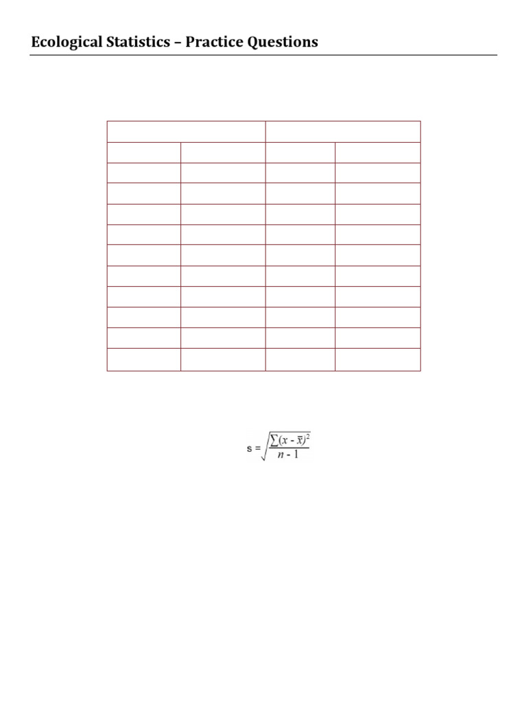 Ecological Statistics - Practice | PDF | Statistics | Null Hypothesis