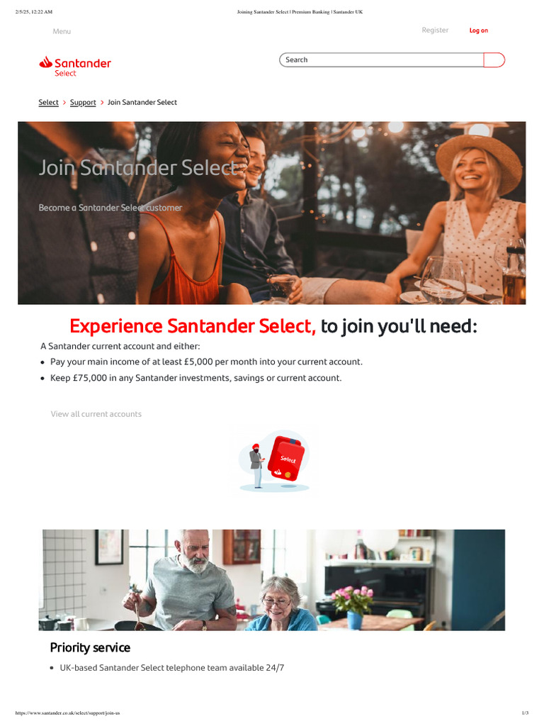 Joining Santander Select - Premium Banking - Santander UK | PDF | Banks ...