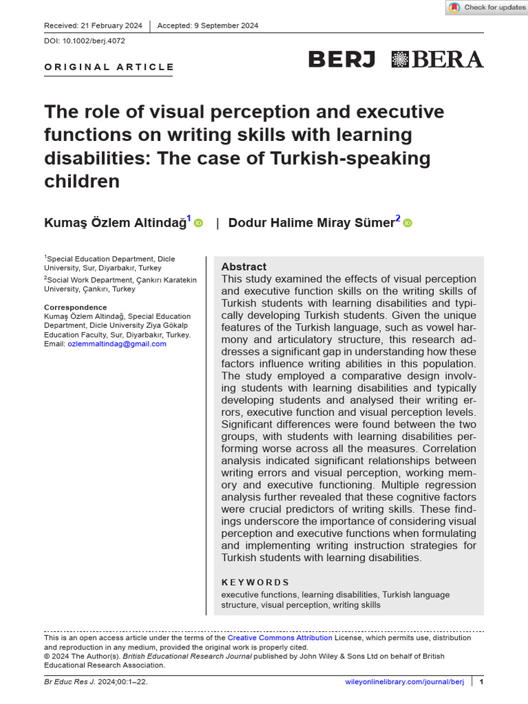 British Educational Res J - 2024 - Altindağ - The Role of Visual ...
