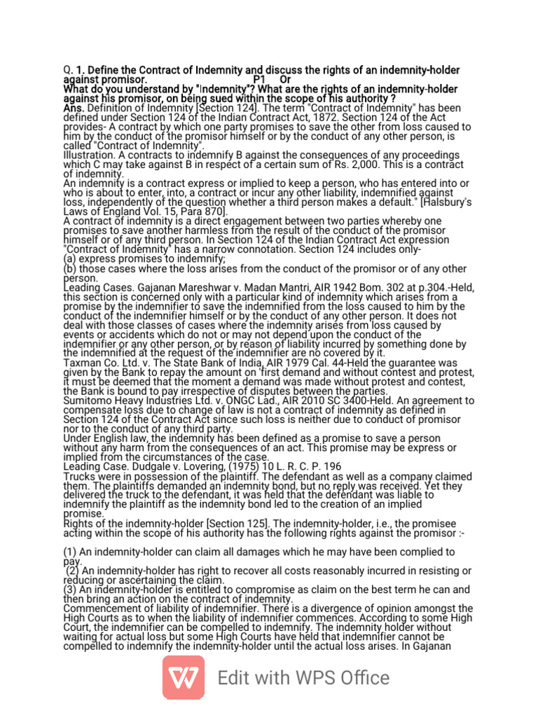 Contract 2 | PDF | Guarantee | Indemnity