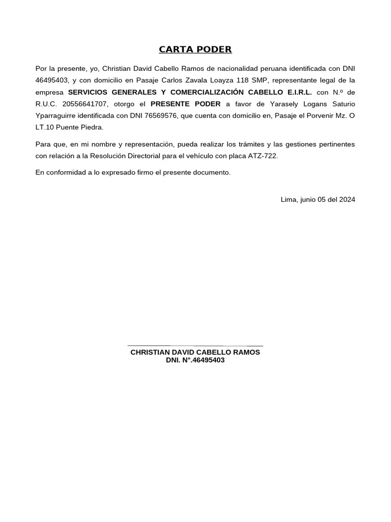 Carta Poder Muni | PDF