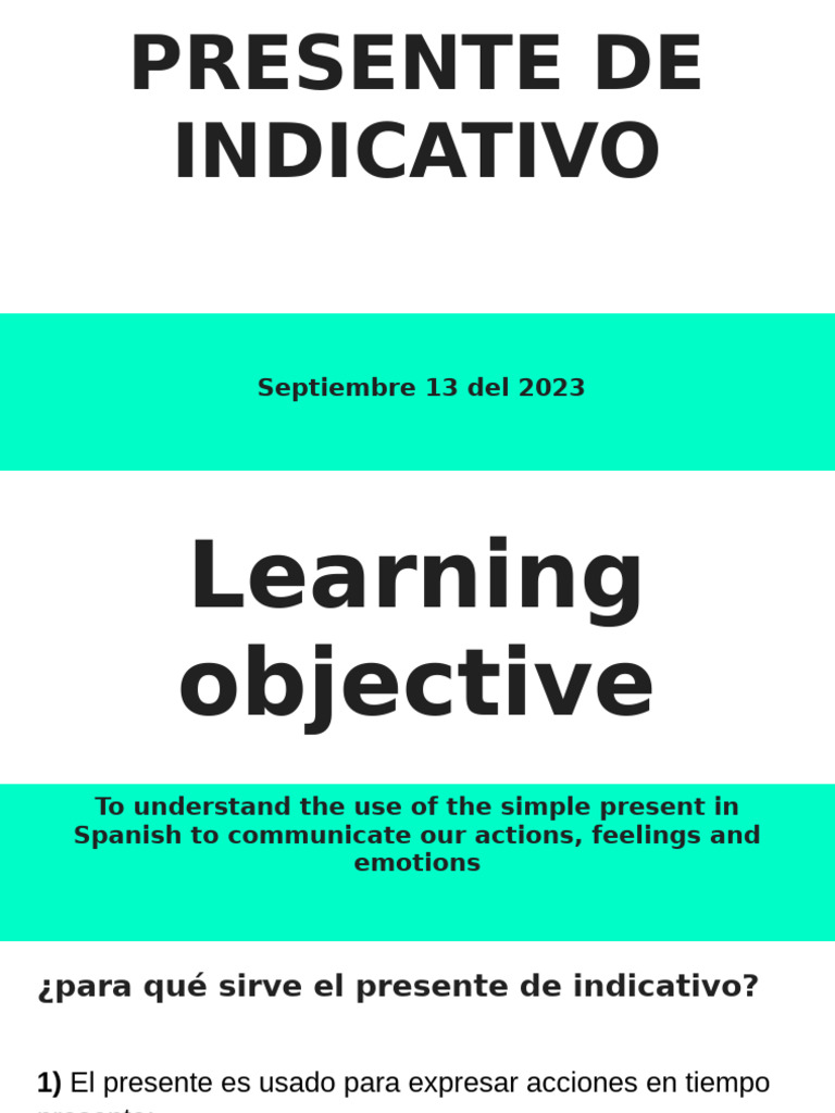 Presente de Indicativo | PDF