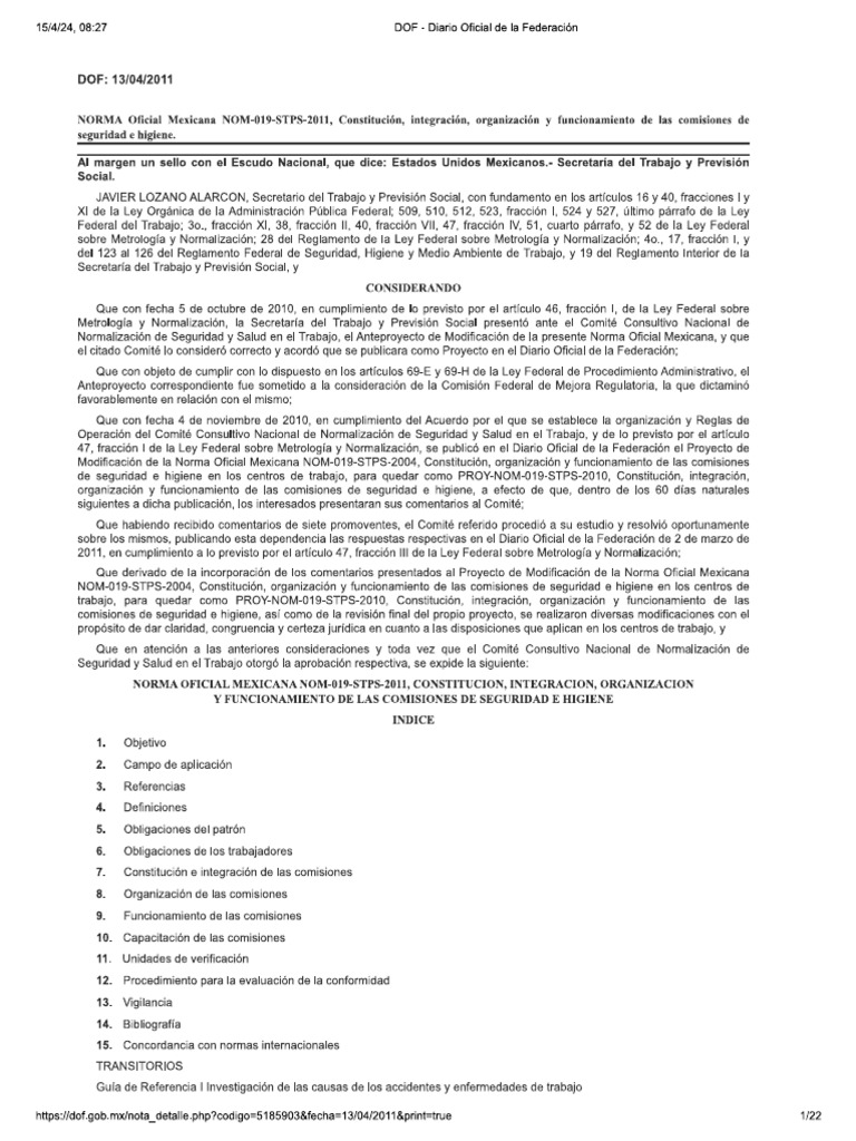 Nom 019 STPS 2011 | PDF