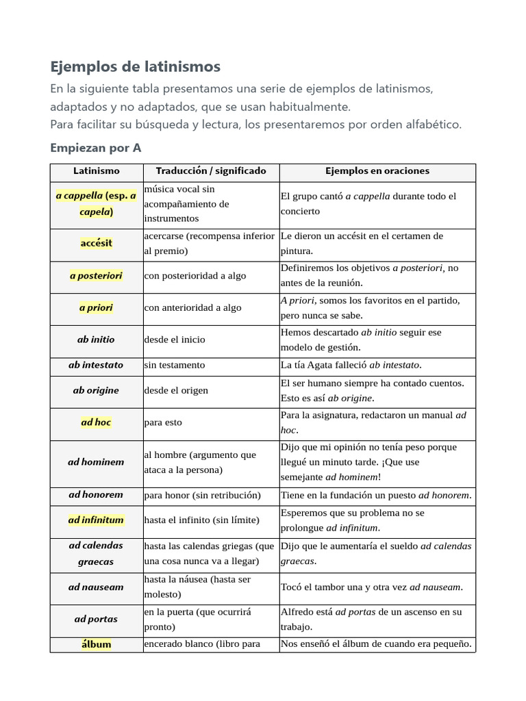Latinismos 4º | PDF