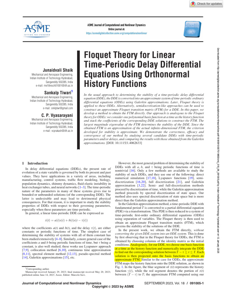 Floquet Theory For Linear Time-Periodic Delay Differential Equations Using Orthonormal History ...