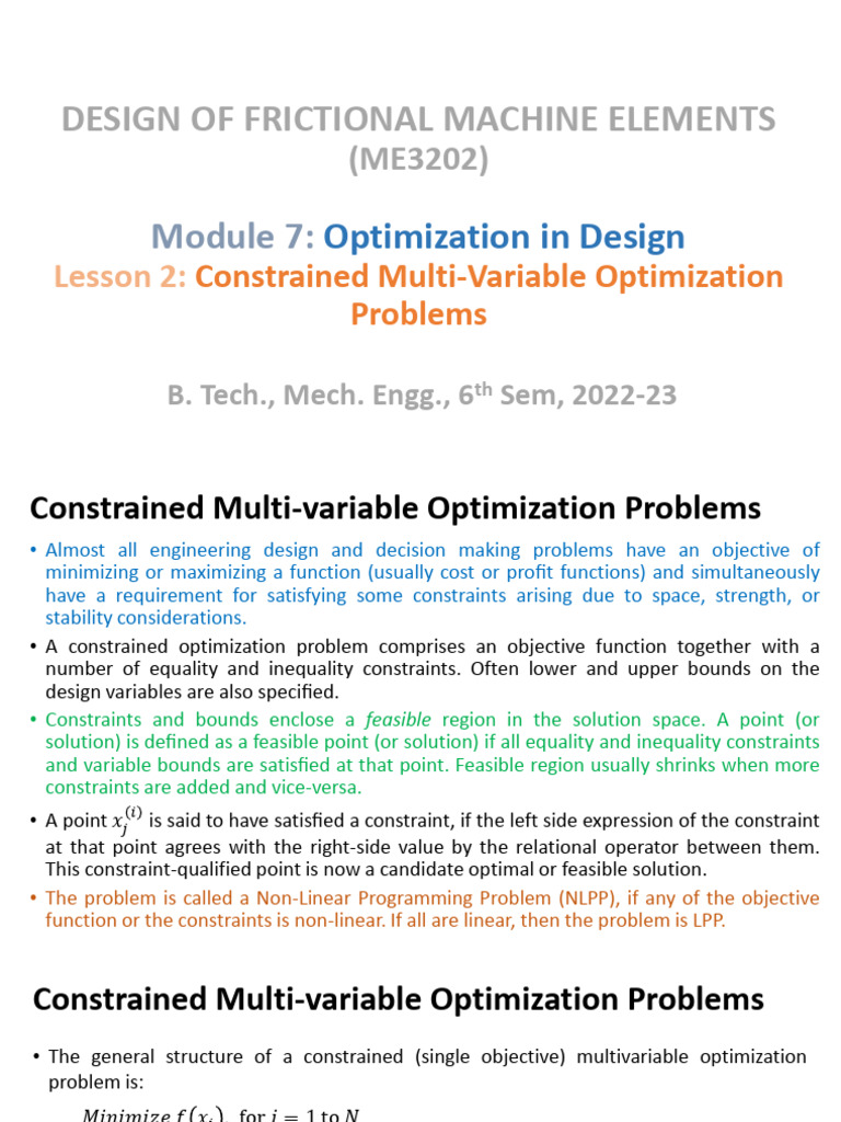 Optimization Lesson 2 - Constrained Multi-Variable Optimization | PDF | Mathematical ...