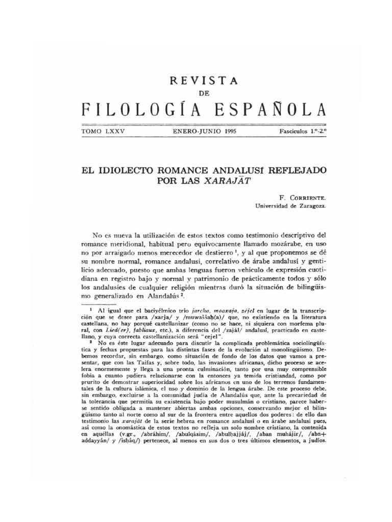El idiolecto romance andalusí reflejado por las xarajāt | PDF | Lingüística