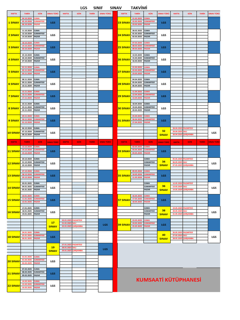 2024-2025 LGS Deneme Takvi̇mi̇ | PDF