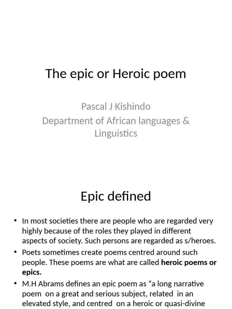 The Epic or Heroic Poem-1 | PDF | Epic Poetry | Hero