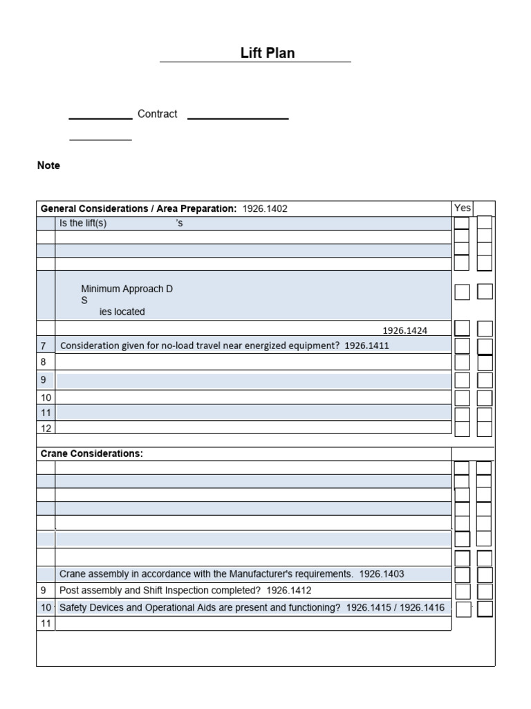 Crane Lift Safety Checklist | PDF | Crane (Machine)