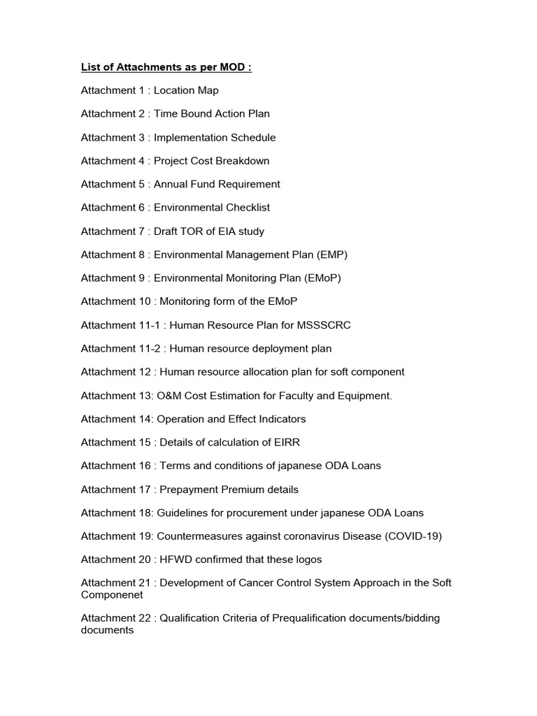 Comprehensive MOD Attachments List | PDF