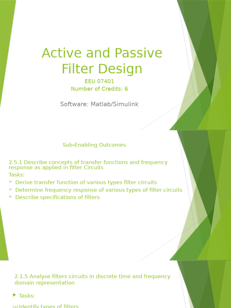Active and Passive Filter Design L1 | PDF | Electronic Filter ...