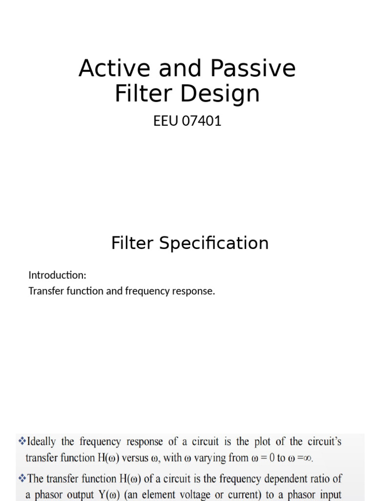 Active and Passive Filter Design Guide | PDF | Filter (Signal ...