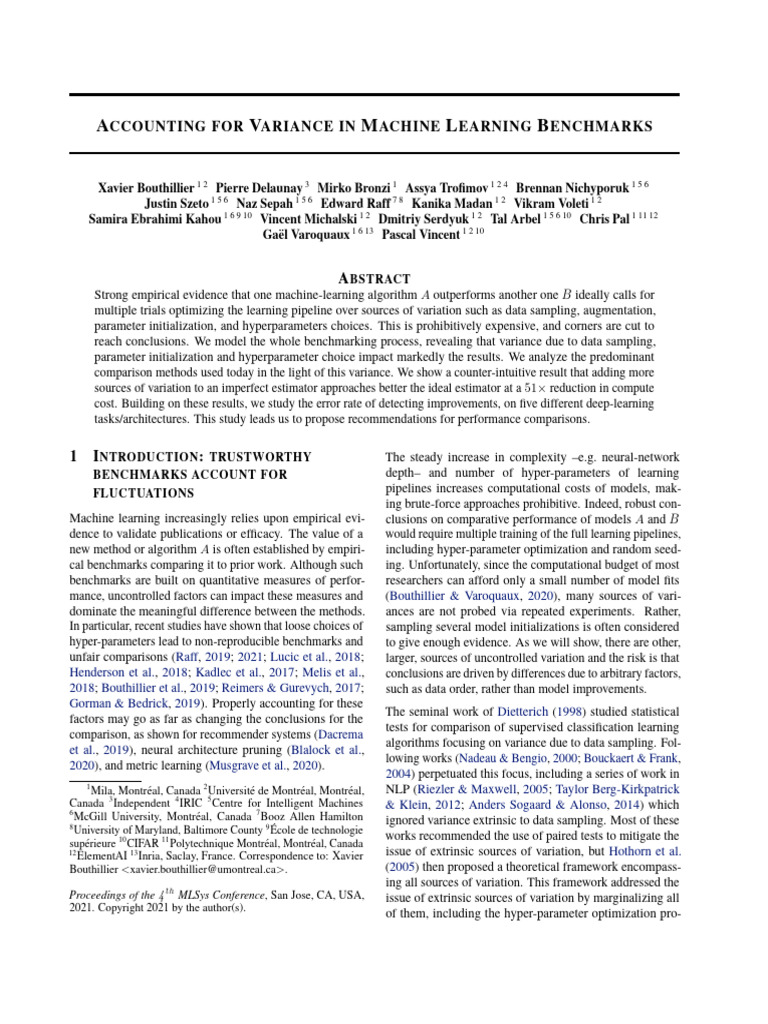 MLSys 2021 Accounting For Variance in Machine Learning Benchmarks Paper | PDF | Estimator | Variance